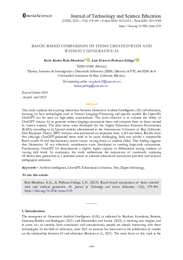 (PDF) RASCH-BASED COMPARISON OF ITEMS CREATED WITH AND WITHOUT ...