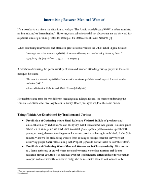 (PDF) Ikhtilat- Intermixing Between Men and Women..