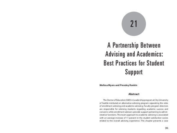 (PDF) A Partnership Between Advising and Academics: Best Practices for ...