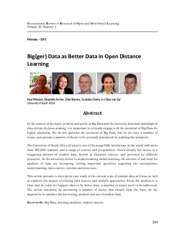(PDF) Big(ger) data as better data in open distance learning