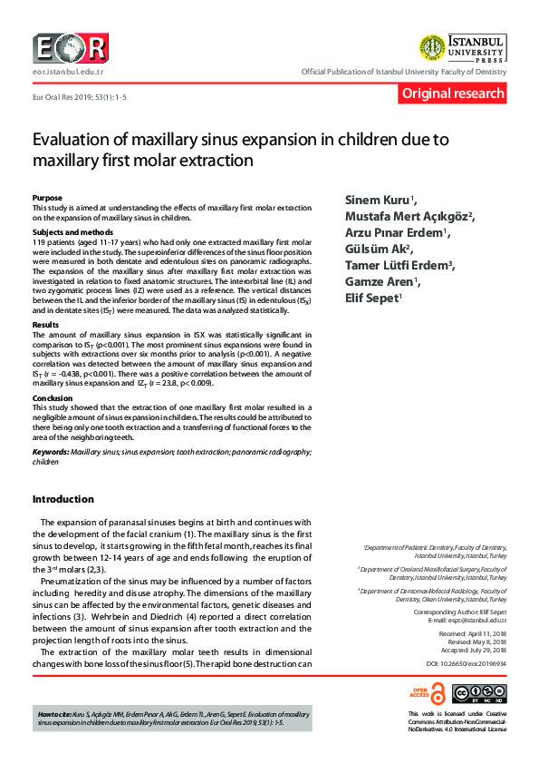 (PDF) Evaluation of maxillary sinus expansion in children due to ...
