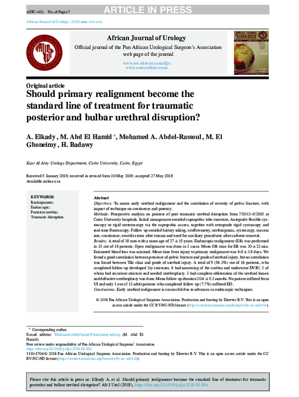 (PDF) Should primary realignment become the standard line of treatment ...