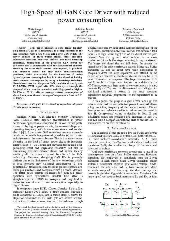 (PDF) High-Speed all-GaN Gate Driver with reduced power consumption