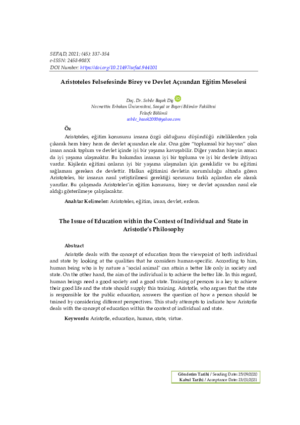 (PDF) The Issue of Education within the Context of Individual and State ...