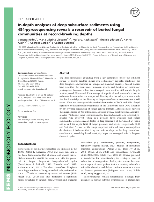 (PDF) In-depth analyses of deep subsurface sediments using 454 ...