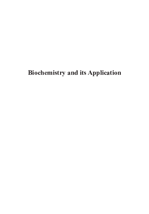 (PDF) Biochemistry and its Application