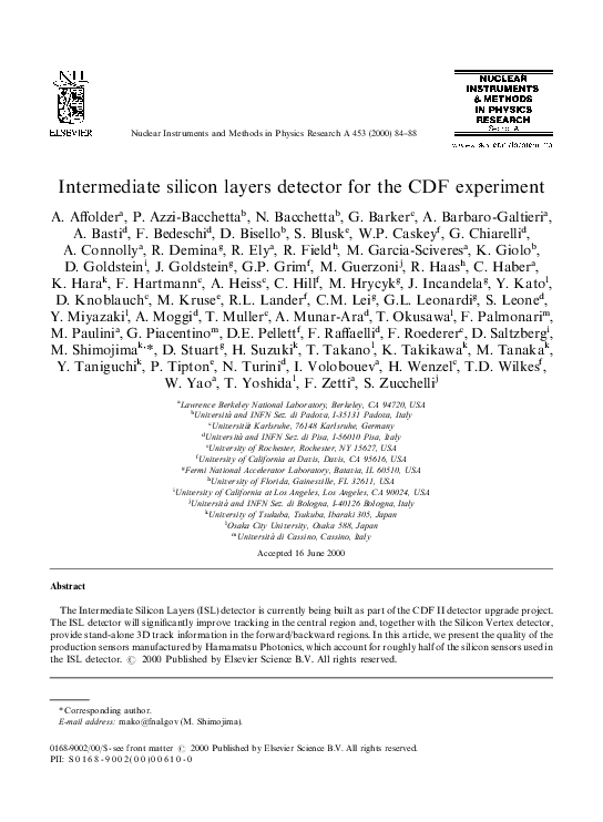 (PDF) Intermediate silicon layers detector for the CDF experiment