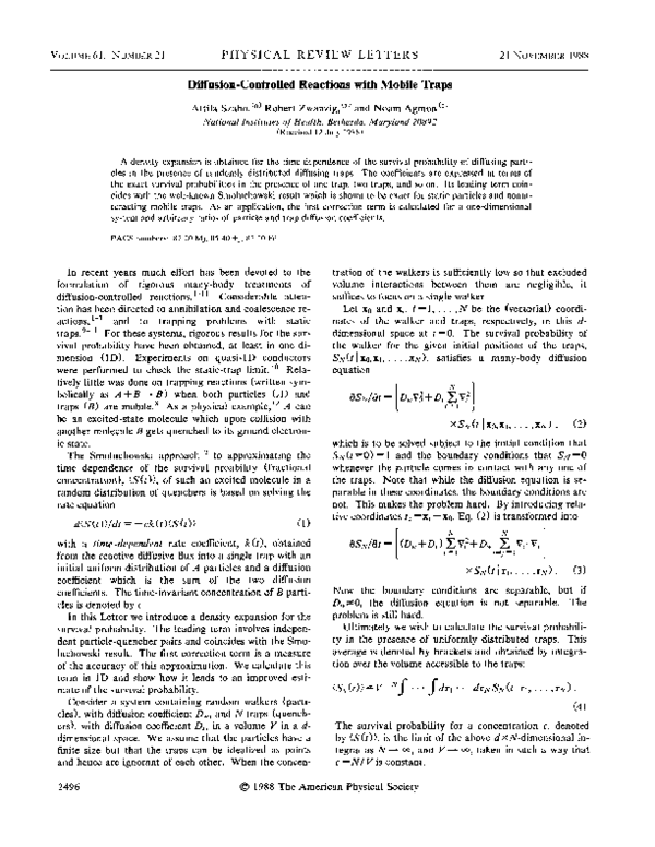 (PDF) Diffusion-Controlled Reactions with Mobile Traps