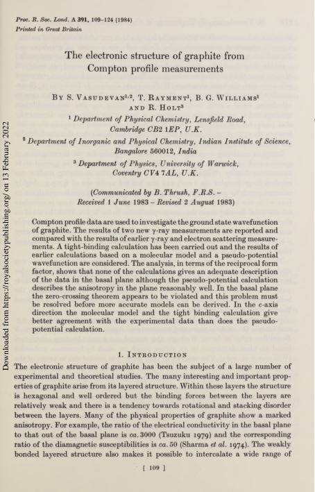 (PDF) The electronic structure of graphite from Compton profile ...