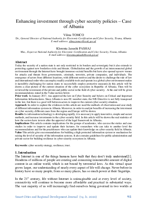 (PDF) Enhancing investment through cyber security policies – Case of ...
