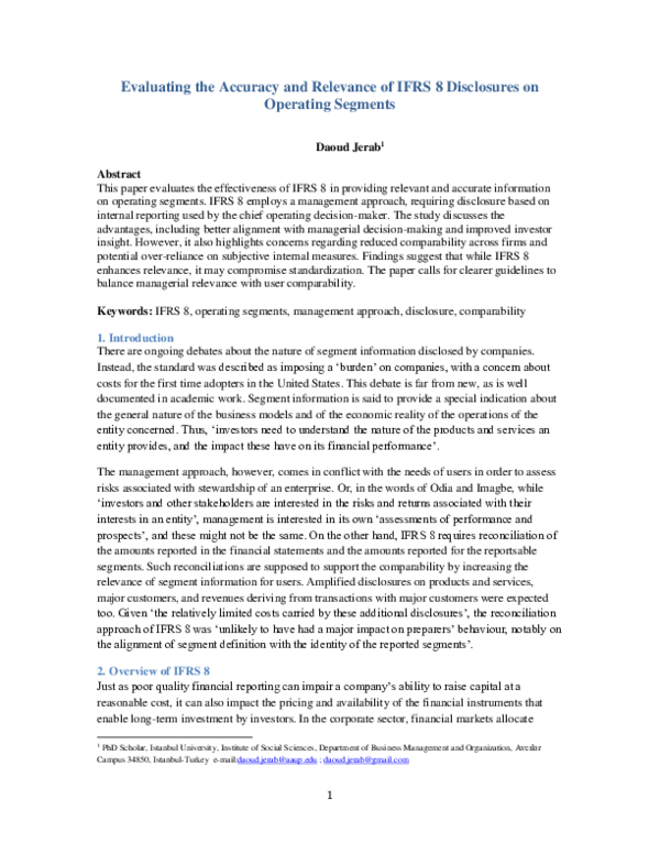 (PDF) Evaluating the Accuracy and Relevance of IFRS 8 Disclosures on ...
