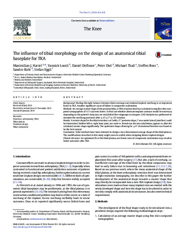 (PDF) The influence of tibial morphology on the design of an anatomical ...