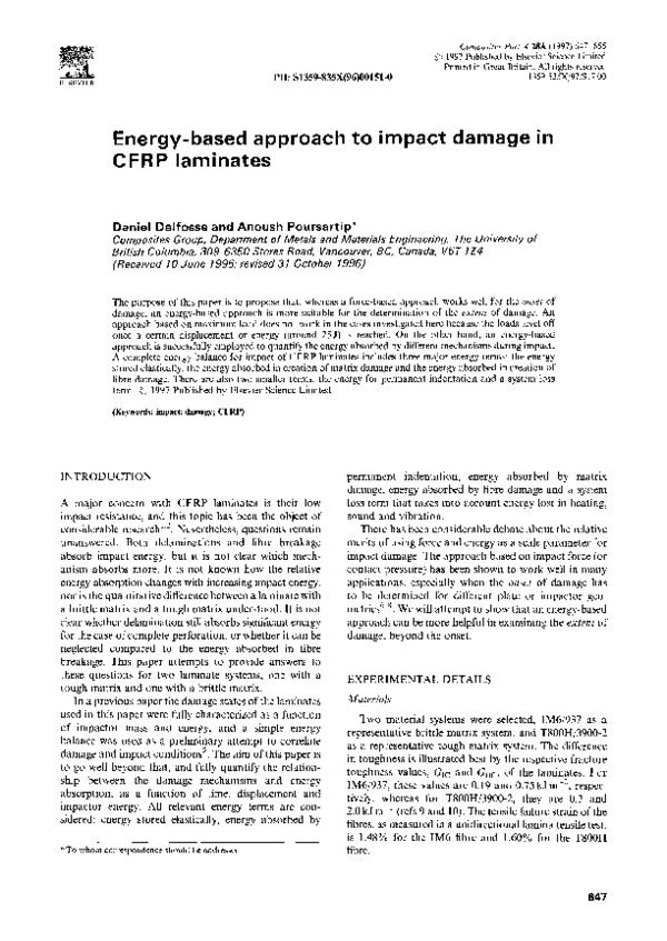 (PDF) Energy-based approach to impact damage in CFRP laminates