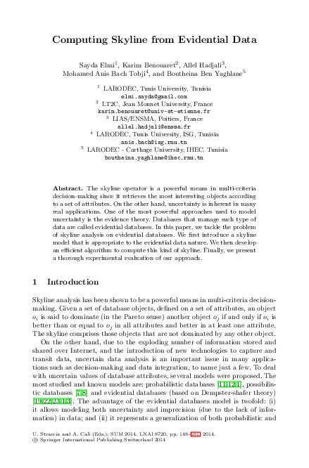 (PDF) Computing Skyline from Evidential Data