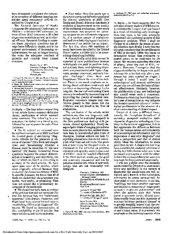 (PDF) The Poor Quality of Early Evaluations of MRI-Reply