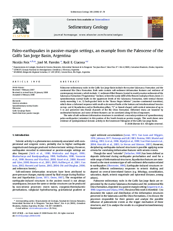 (PDF) Paleo-earthquakes in passive-margin settings, an example from the ...