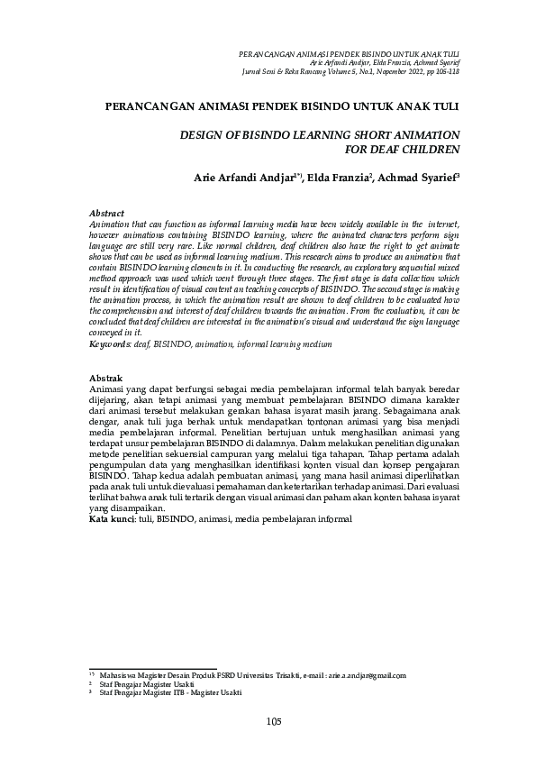 (PDF) Perancangan Animasi Pendek Bisindo Untuk Anak Tuli Design of ...