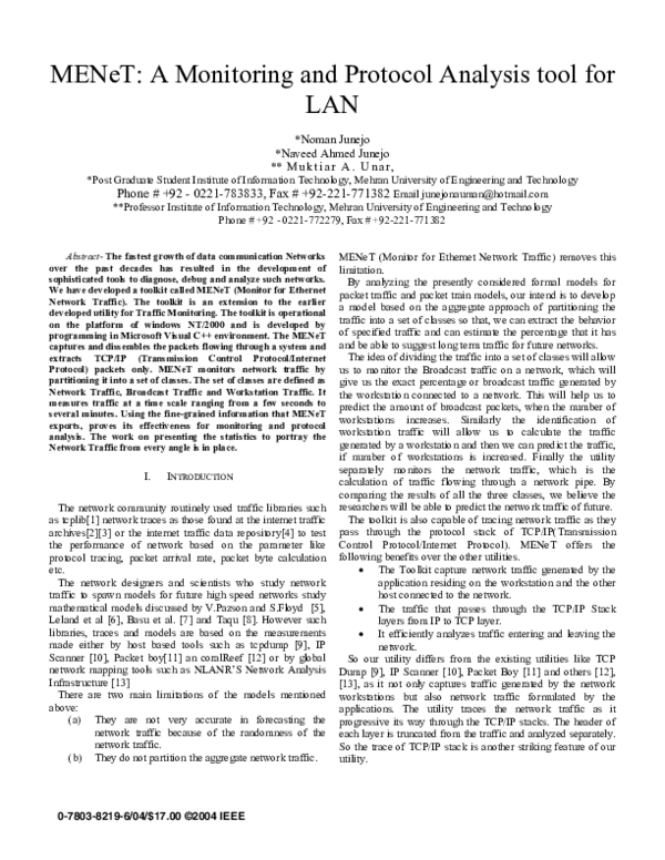 (PDF) MENeT: a monitoring and protocol analysis tool for LAN