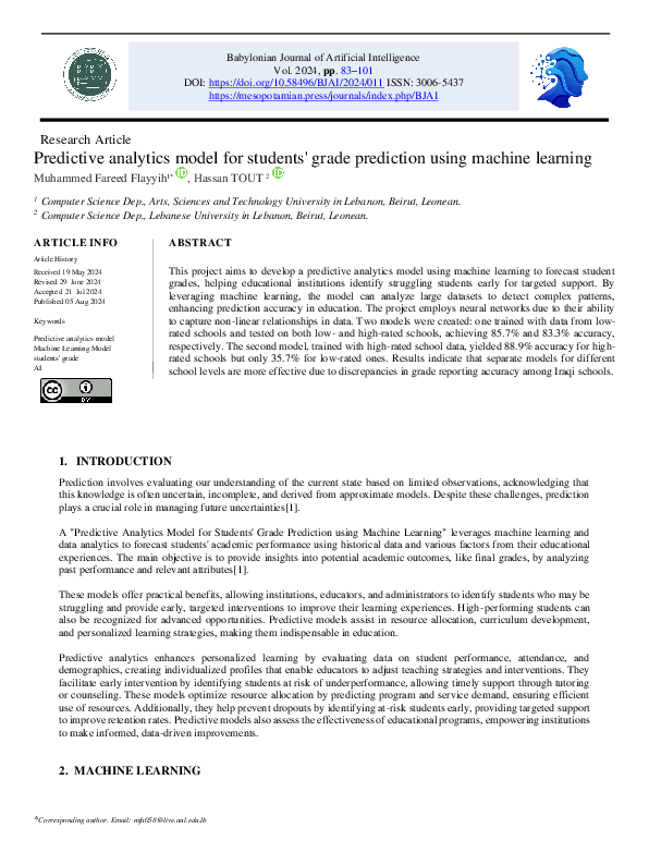 (PDF) Predictive analytics model for students' grade prediction using ...