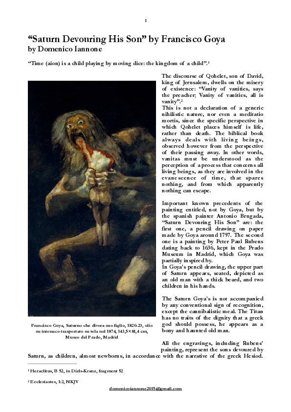 (PDF) “Saturn Devouring His Son” by Francisco Goya