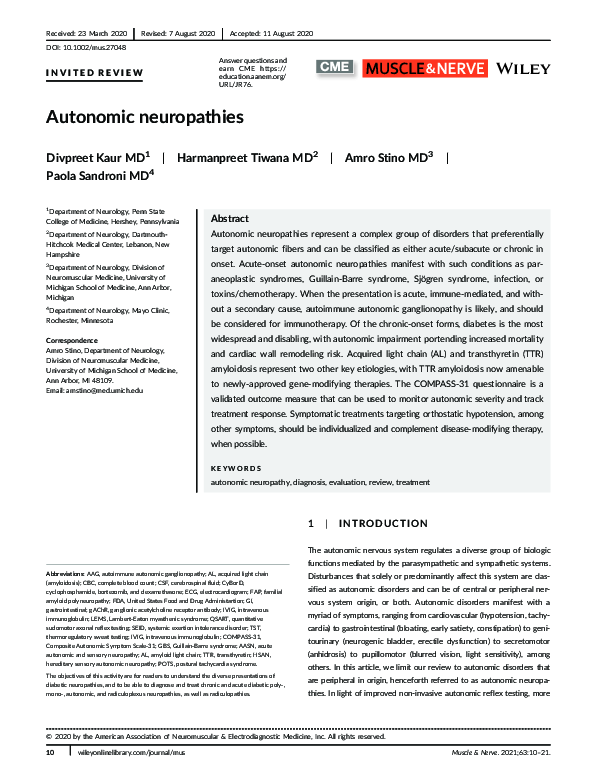 (PDF) Autonomic neuropathies