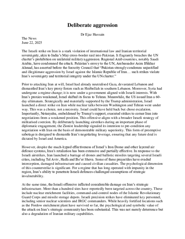 (PDF) Deliberate aggression