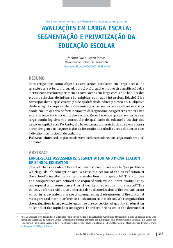 (PDF) Avaliações em larga escala