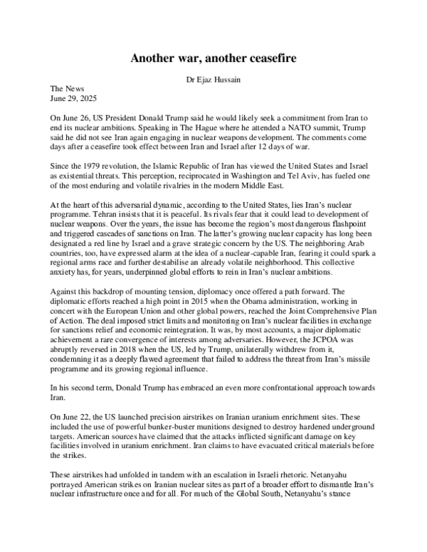 (PDF) Another war, another ceasefire