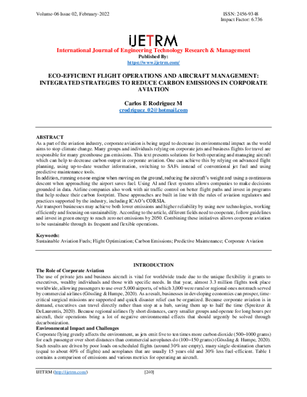 (PDF) ECO-EFFICIENT FLIGHT OPERATIONS AND AIRCRAFT MANAGEMENT ...