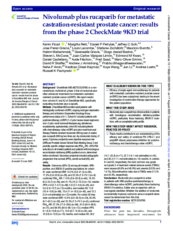 (PDF) Nivolumab plus rucaparib for metastatic castration-resistant ...