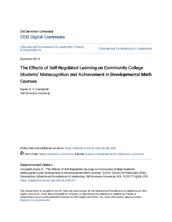 (PDF) The effects of self-regulated learning training on community ...