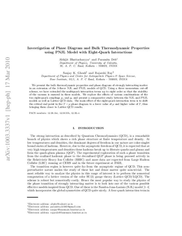 (PDF) Investigation of the phase diagram and bulk thermodynamic ...