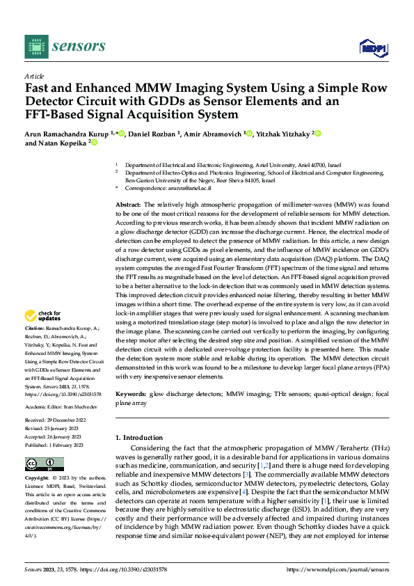 Pdf Fast And Enhanced Mmw Imaging System Using A Simple Row Detector Circuit With Gdds As