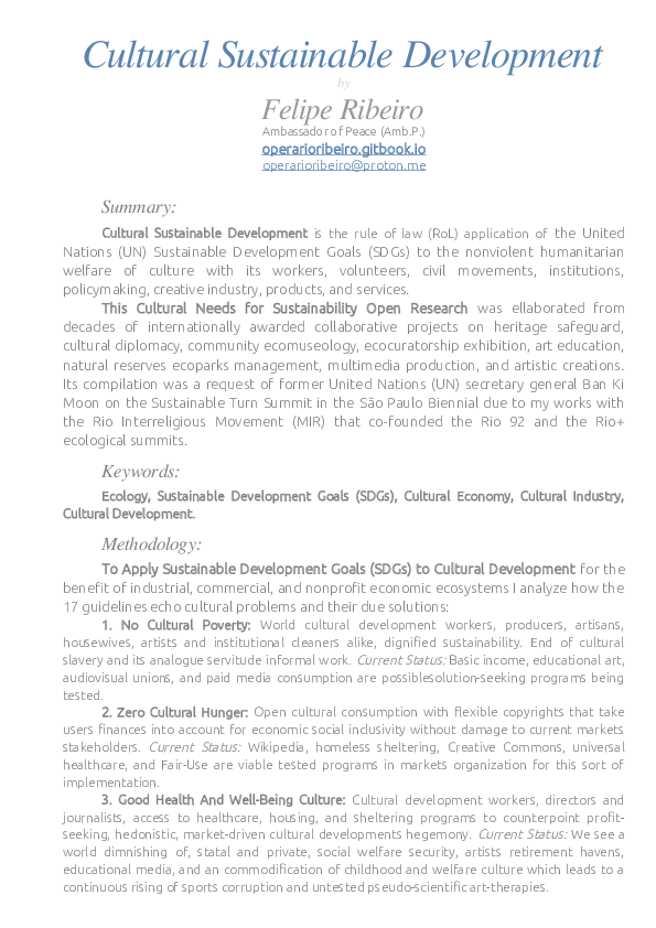 (PDF) Cultural Sustainable Development
