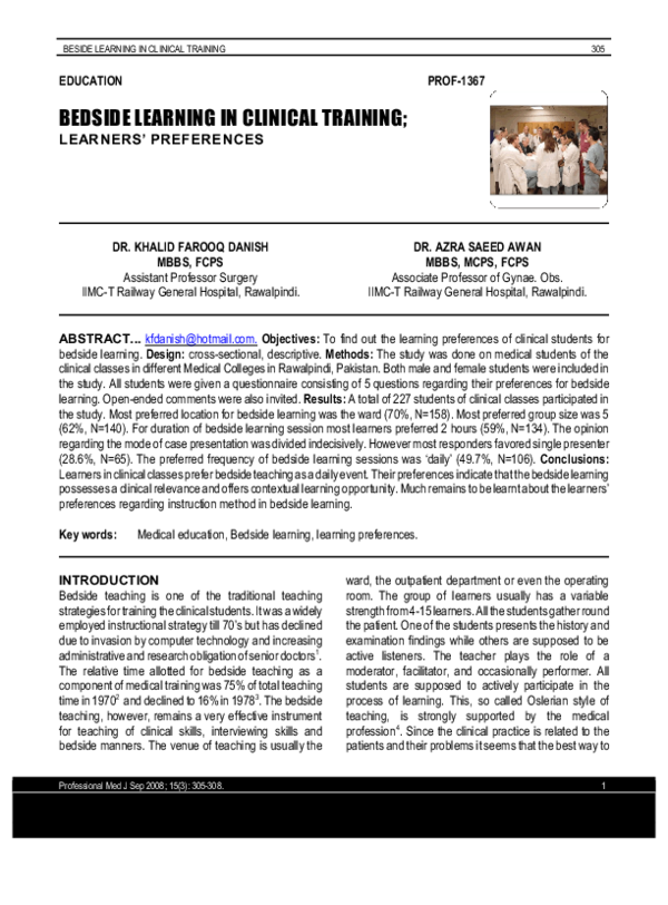 (PDF) Bedside Learning in Clinical Training
