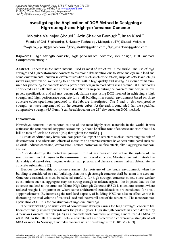 (PDF) Investigating the Application of DOE Method in Designing a High ...