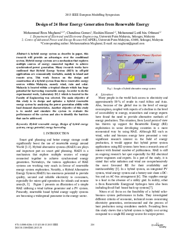 (PDF) Design of 24 Hour Energy Generation from Renewable Energy