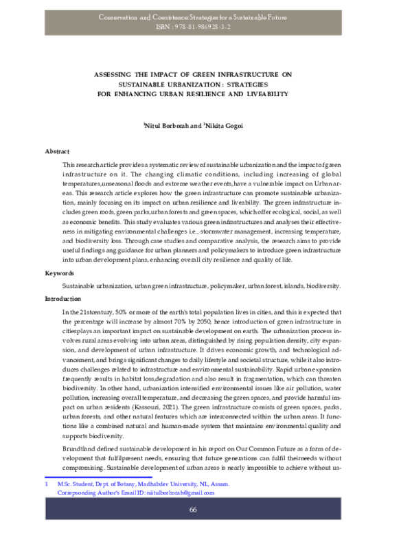 (PDF) ASSESSING THE IMPACT OF GREEN INFRASTRUCTURE ON SUSTAINABLE ...