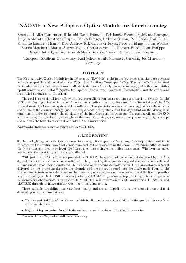 (PDF) NAOMI: a new adaptive optics module for interferometry