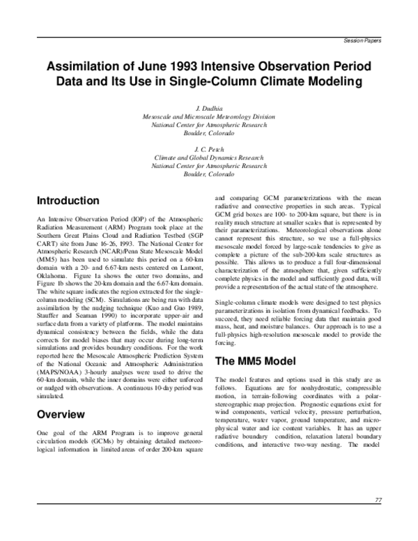(PDF) Assimilation of June 1993 Intensive Observation Period Data and ...