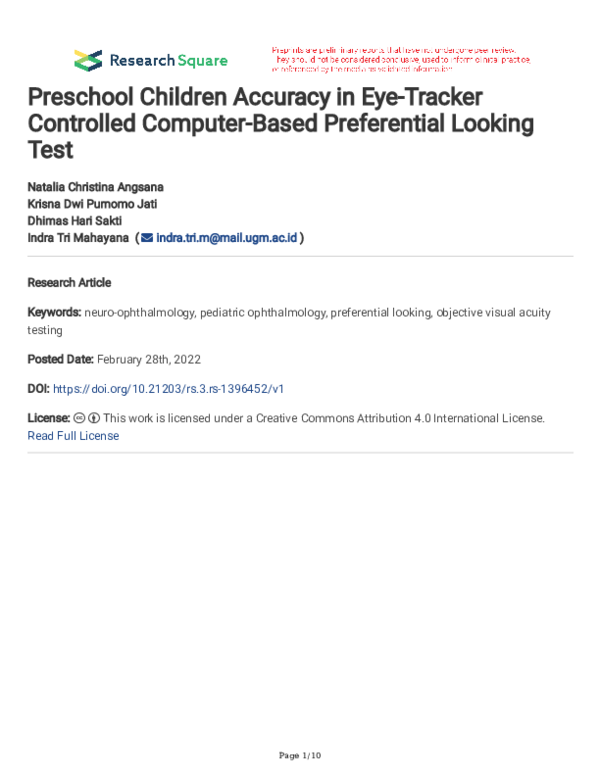 (PDF) Preschool Children Accuracy in Eye-Tracker Controlled Computer ...