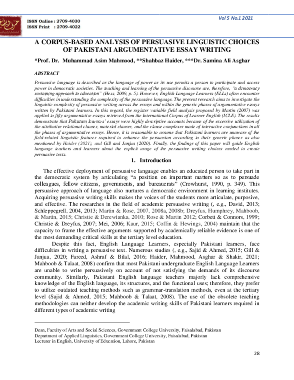 (PDF) A Corpus-based Analysis of Persuasive Linguistic Choices of ...
