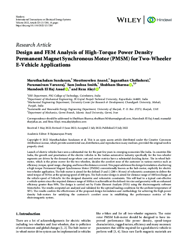 (PDF) Design and FEM Analysis of High-Torque Power Density Permanent ...