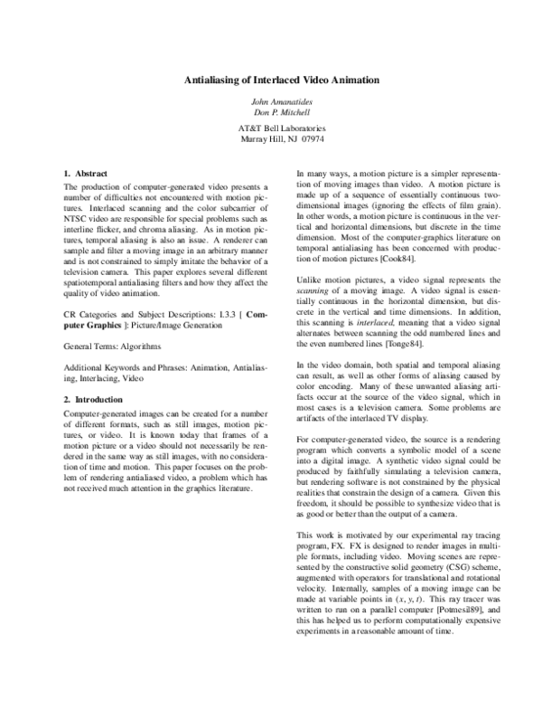 (PDF) Antialiasing of interlaced video animation