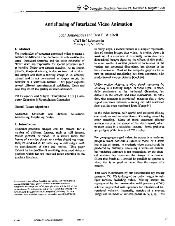 (PDF) Antialiasing of interlaced video animation