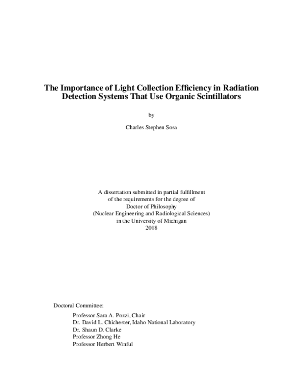 (PDF) The Importance of Light Collection Efficiency in Radiation ...