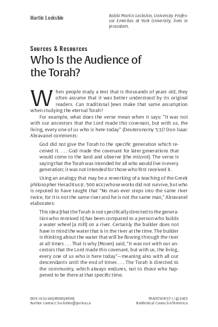 (PDF) Who is the Audience of the Torah?