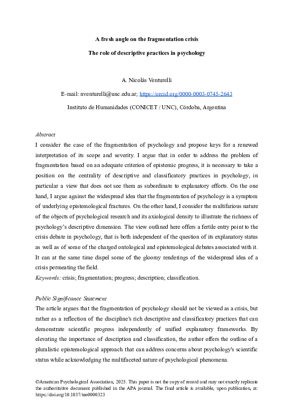 (PDF) A fresh angle on the fragmentation crisis The role of descriptive ...