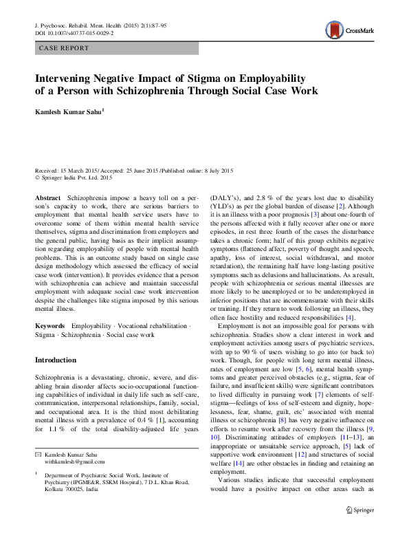 (PDF) Intervening Negative Impact of Stigma on Employability of a ...