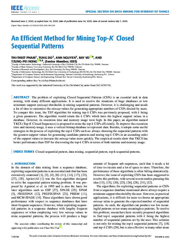 (PDF) An Efficient Method for Mining Top- K Closed Sequential Patterns